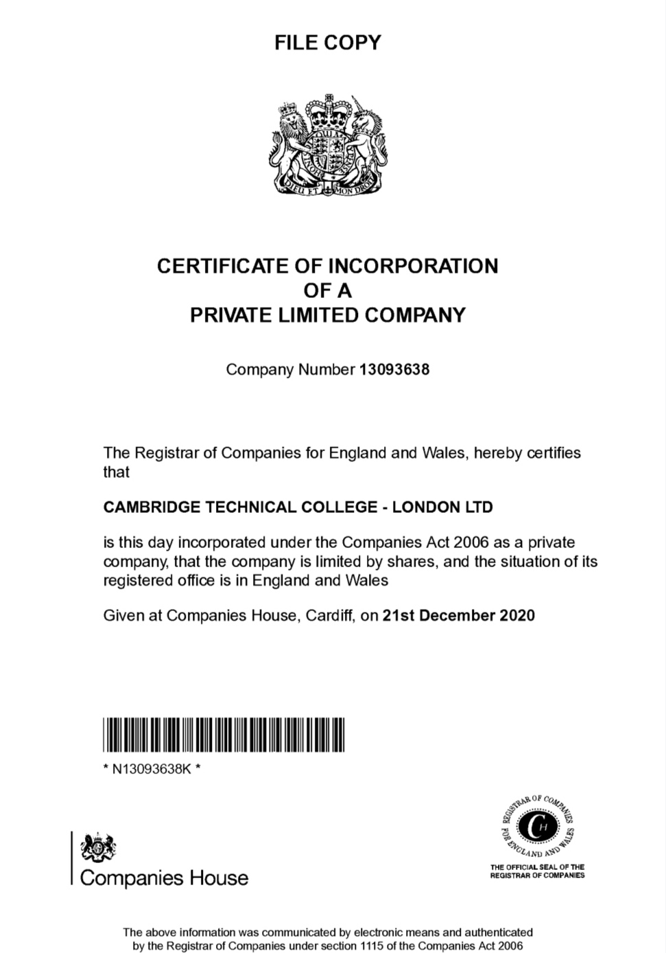 certificate